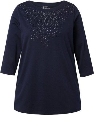 Ulla Popken T-Shirt Shirt Ziersteine U-Boot-Ausschnitt 3/4-Arm