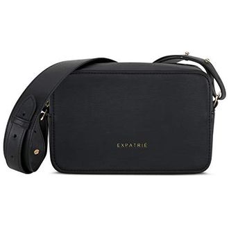 Expatrié Petit sac à bandoulière noir Femme Fille NOEMI sac messager en cuir synthétique végétalien pour travail & loisirs - Sac à main Crossbody élégant
