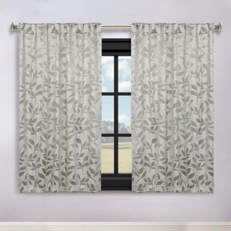 Superior Halbverdunkelungsvorh&auml;nge, Moderne Bl&auml;tter, 132 x 160 cm, mit Stangentaschen-Kopf- und R&uuml;ckenlaschen, sonnenblockierend, Raumverdunkelungsvorh&auml;nge f&uuml;r