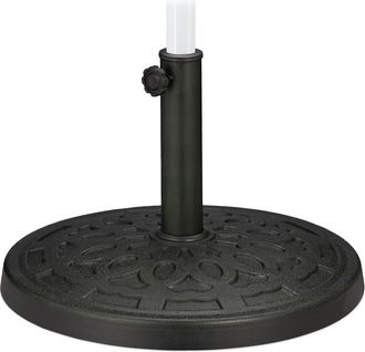 Relaxdays Sonnenschirmständer, Schirmstangen 38-50 mm, Ø 50 cm, Garten, Gusseisen Optik, Sonnenschirmfuß, grün/schwarz