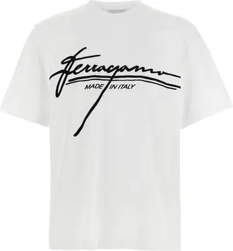 Ferragamo Homme, Tops, Blanc, Taille: S Firma T-Shirt