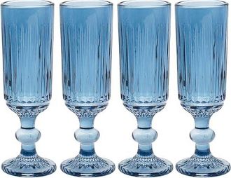 Lesser & Pavey Elements Blue Flötengläser für Zuhause, Küche, Restaurant und Partys, schöne Champagnerflöten, 4er-Set für Getränke, ideales Geschenk für Frauen, Männ