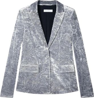 Patrizia Pepe Femme, Vestes, Gris, Taille: 40 FR Veste Slim Fit en Velours avec Revers