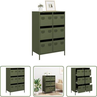 vidaXL vidaXL Schubladen - Highboard Olivgr&uuml;n 68x39x101,5 cm Stahl