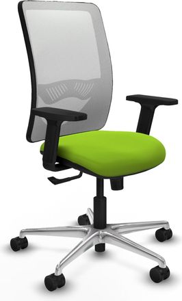 Piqueras y Crespo Stuhl mit Lendenverstellung Zulema mit 2D-Armlehnen, ausgestattet mit 3 Positionen und Schneideschaum, mit 65 mm Nylon-Rollen, Wei&szlig;/Pistazie