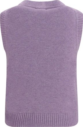 Ganni Teddy Bear Jacquard Alpaca Wool-Blend Vest - Purple