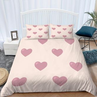 Generic Bettw&auml;sche 200x200 Lila Herz Bettw&auml;sche-Sets Herzform Bettbezug 200 x 200 cm mit Rei&szlig;verschluss 3D Weiche Mikrofaser Bettbez&uuml;ge mit 2 Kissenbez&uuml;ge 80x