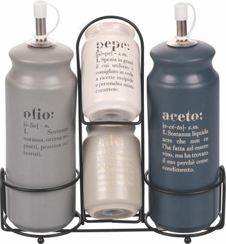 Villa D'Este Home Tivoli Victionary &Ouml;l-, Essig-, Salz- und Pfefferstreuer-Set aus Edelstahl