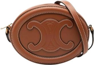 Celine Pre-owned Triomphe Oval Purse Cuir Shoulder Bag - Femme - Pre-owned - Brun - Taille: ONE Size