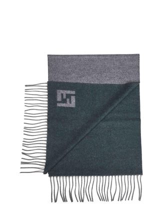 Fendi Mens Scarf Wool And Cashmere Grey-Green Multicolour Scarfs