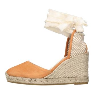 Espadrilles Sandaletten aus Wildleder und Bast - - Shoes - Damen - Orange - 38 EU
