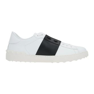 Valentino Garavani Femme, Chaussures, Blanc, Taille: 35 EU Baskets blanches en cuir avec bandes lat&eacute;rales noires