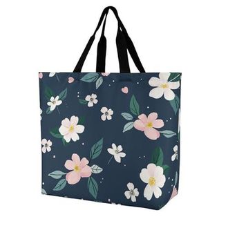 Generic Fleur Bleu Marine Sac A Main Femme Pliable Sacs Imperm&eacute;able Sac Courses Pour Travail Shopping Plage