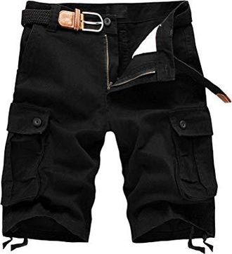 Onsoyours Homme Cargo Bermuda Short Multi Poches Éte Pantalon Court Bermuda de Travaille Casual Imprimé Camouflage Pantalon Court Vintage sans Ceinture B Noir 2