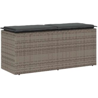 vidaXL Vidaxl - Banc de jardin avec coussin gris 110x40x44 cm r&eacute;sine tress&eacute;e