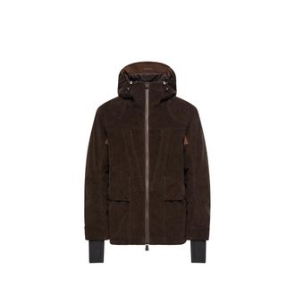 Moncler Moncler Airolo Corduroy Insulated Hooded Ski Jacket, Men, Brown, Size: 1