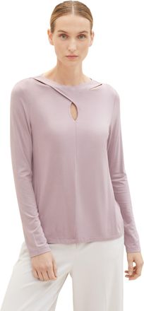 Tom Tailor Damen Langarmshirt mit Ausschnitt-Detail, dusty lilac, XXXL