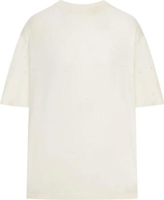 Golden Goose Femme, Tops, Blanc, Taille: 40 FR T-shirt en coton avec imprim&eacute; au dos et manches courtes