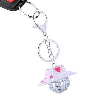 Generic Porte-cl&eacute;s boule discoth&egrave;que, chapeau de cowboy rose | Porte-cl&eacute;s r&eacute;utilisable &agrave; suspendre pour gar&ccedil;ons, filles, femmes, hommes, d&eacute;coration de f&ecirc;te, M