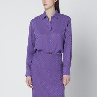 Gucci Purple oversized GG jacquard silk shirt