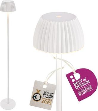 Briloner Riffle LED Lampadaire sans fil IP44 avec avec contrôle tactile, 19x124 cm, dimmable, fonction mémoire, lampadaire sur pied salon rechargeable, German 