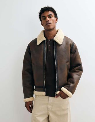 Jack & Jones Jacke in braun in Lederoptik
