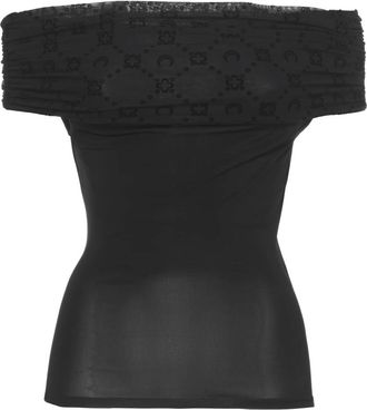 Marine Serre Femme, Blouses et Chemises, Noir, Taille: 40 FR Haut drap&eacute; &agrave; &eacute;paules d&eacute;nud&eacute;es