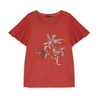 Fiorella Rubino Baumwoll-T-Shirt mit Print und Pailletten - - Tops - Damen - Orange - XL