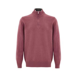 Gran Sasso Homme, Pulls, Rouge, Taille: 2XL Pull &agrave; Col Montant et Demi-Fermeture &Eacute;clair