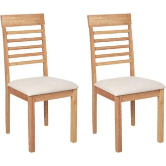 Beliani Beliani - Lot de 2 Chaises en Bois Clair Rembourr&eacute;es Beige Clair Ortley