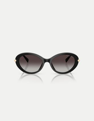 Michael Kors Rockaway ovale Sonnenbrille mit grauen Gl&auml;sern in Schwarz
