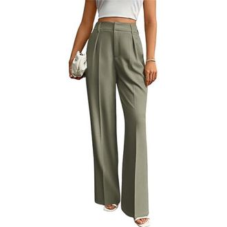 Generic Pantalon de travail taille haute pour femme, tenue décontractée, pantalon de bureau 2026 avec poches, vert foncé, XXL