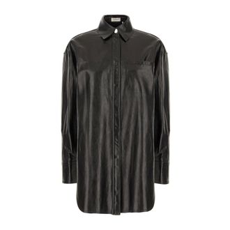 Sportmax Femme, Blouses et Chemises, Noir, Taille: 36 FR Borel Oversized Nappa Shirt