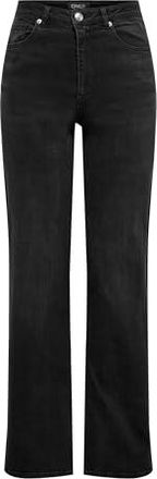 Only Only Female mit Weitem Bein Onljuicy-wauw Hohe Taille Weiter Beinschnitt Jeans Femme avec Jambes Larges Haute-Coupe Large, Noir délavé, XS / 34L
