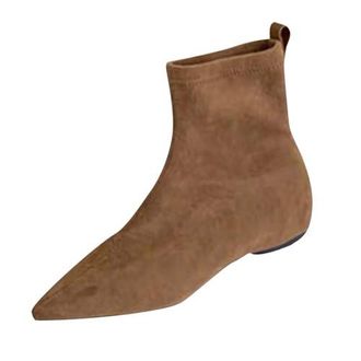 Generic Bottines &agrave; talon bas en faux daim pour femme - Bout pointu - &Eacute;l&eacute;gantes - Polyvalentes - Couleur unie - D&eacute;contract&eacute;es et confortables - &Agrave; enfiler - Pou