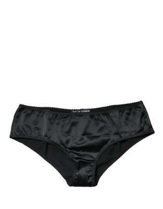 Dolce & Gabbana Womens Black Silk Stretch Mid Waist Brief Panty Underwear Elastane Clothing