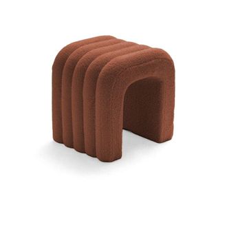 DRAWER Tabouret rembourr&eacute; en tissu bouclette - Rouille - MUI