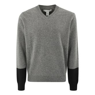 Comme Des Gar&ccedil;ons V-Ausschnitt Pullover mit Farbdetail - - Knitwear - Herren - Grau - L