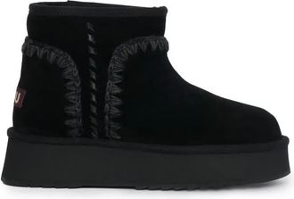 Mou Stiefel - Slip-On Sheepskin Suede Boots With Hand-Crochet De - Gr. 37 (EU) - in Schwarz - f&uuml;r Damen