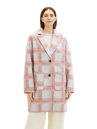 Tom Tailor Damen 1038679 Mantel mit Karomuster, 33772-rose Grey Check, S