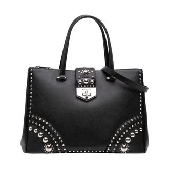 Prada Sac &agrave; main Pre-owned en cuir clout&eacute; - Femme - Pre-owned - Noir - Taille: ONE Size