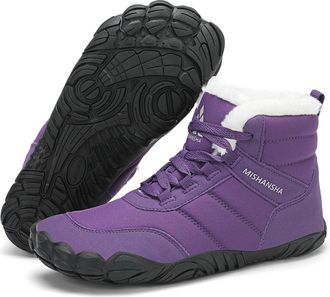 Mishansha Damen Herren Barfu&szlig;schuhe Winter Warm Gef&uuml;ttert Winterschuhe Outdoor rutschfest Barfuss Winterstiefel Bequem Leicht Winterboots mit Zero-Drop Solhe un