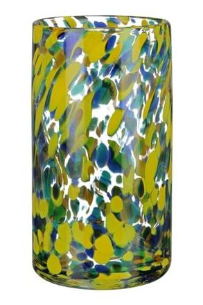 Gilde Deko Vase Blumenvase Glasvase - Geschenk f&uuml;r Frauen Geburtstagsgeschenk - Dekoration Fr&uuml;hling Ostern - Farbe: Transparent Gelb Gr&uuml;n Blau H&ouml;he 21 cm