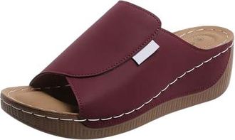 Generic Pantoufles d&eacute;contract&eacute;es &agrave; bout ouvert pour femme - Talon inclin&eacute; - L&eacute;g&egrave;res et &eacute;paisses - Style romain - Pour homme et femme, Rouge, 40.5 EU