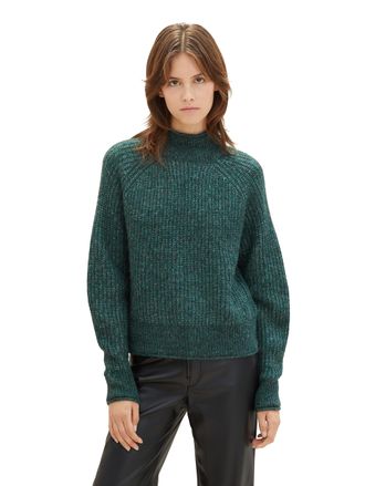 Tom Tailor Damen Cosy Strickpullover, Midnight Forest Green M&eacute;lange, L