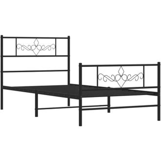 vidaXL Bettgestell mit Kopf- und Fu&szlig;teil Metall Schwarz 80x200 cm Vidaxl