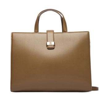 Tommy Hilfiger Handtasche Tommy Hilfiger Th Heritage Satchel AW0AW18287 Braun