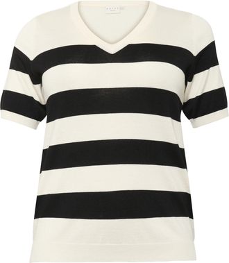 Kaffe Curve Strickpullover KClizzy XL, Turtledove/Black boldstripe XL