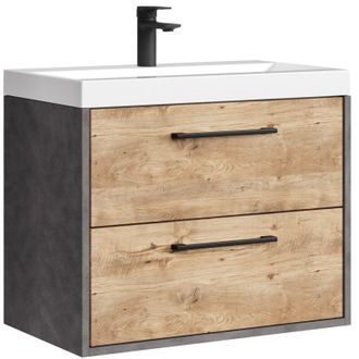 Badplaats Badplaats Badezimmerm&ouml;bel Florence 01 60 cm - Grau mit Kastanien