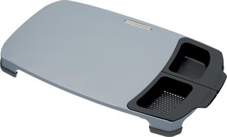 MasterClass MasterClass Erhöhtes, rutschfestes Kunststoff-Schneidebrett mit Schubladen, 47 x 28 x 4 cm (18,5 x 11 x 1,5) - Schwarz / Grau